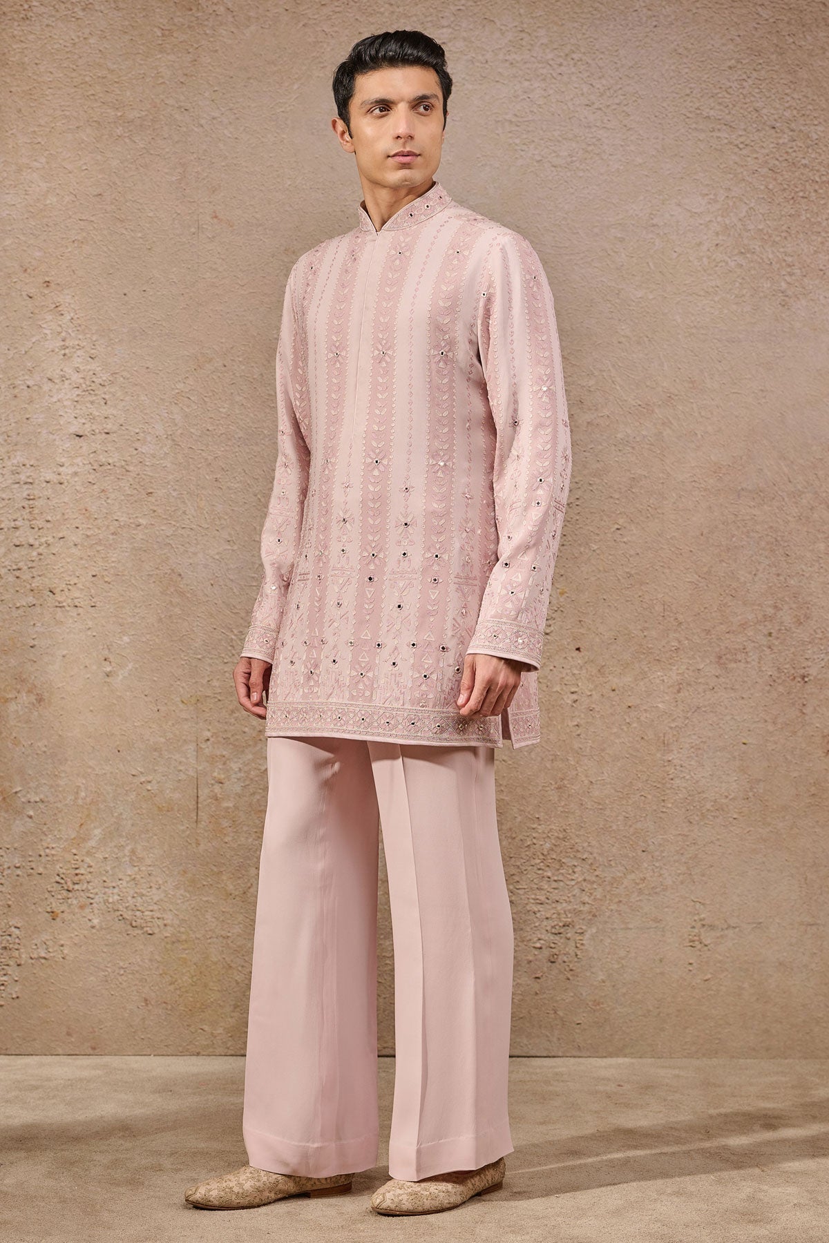 Languid Summer Striped Mirror Work Short Kurta
